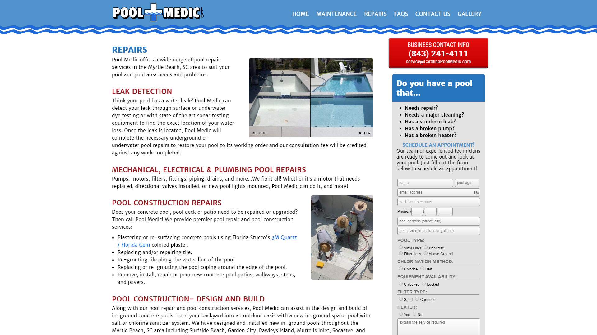 Pool Medic Website – Design & Word